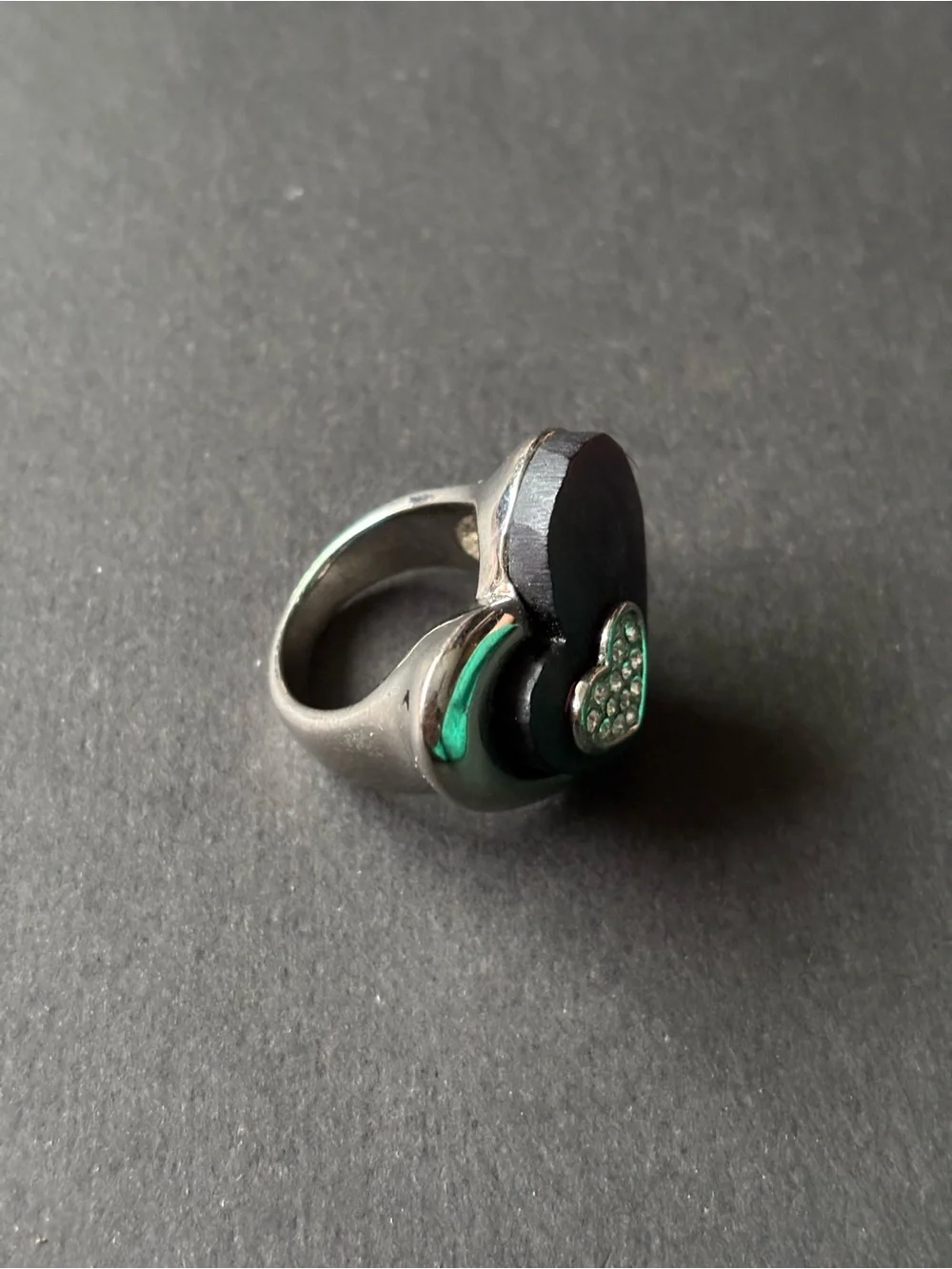 None | Jewelry | Vintage Heart Ring Purple Wood Crystal Accent Silver ...